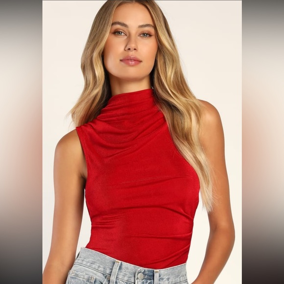Lulus | Tops | Lulus Red Mock Neck Tank | Poshmark